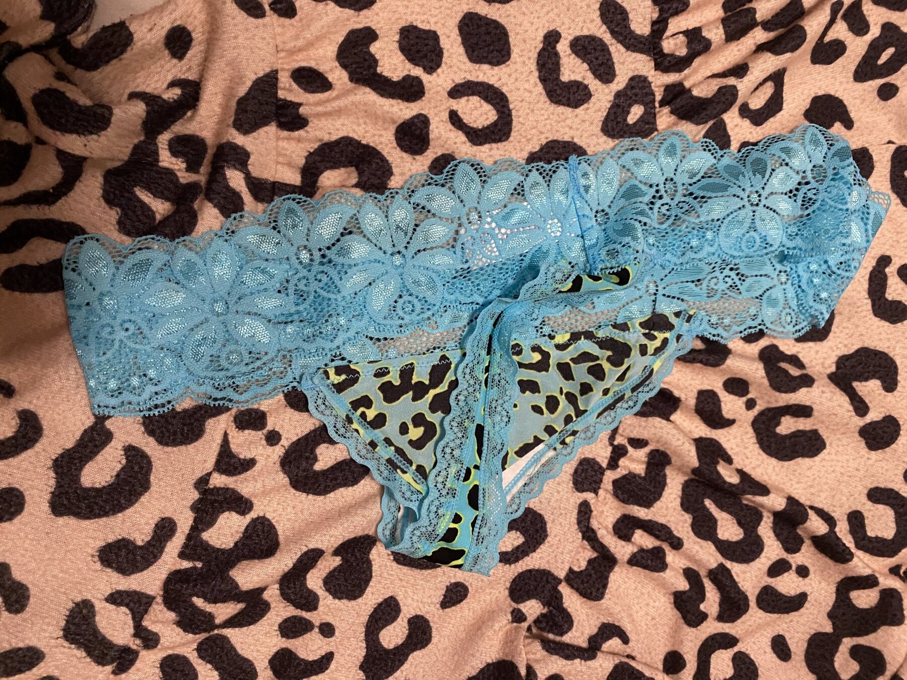 Blue Leopard Thong | Myusedpantystore.com
